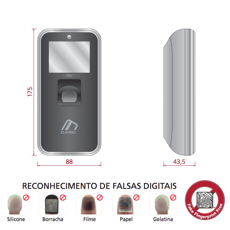Virdi AC5000 SC Plus Leitor Biométrico, RFID AcuMifare 13,56MHz
